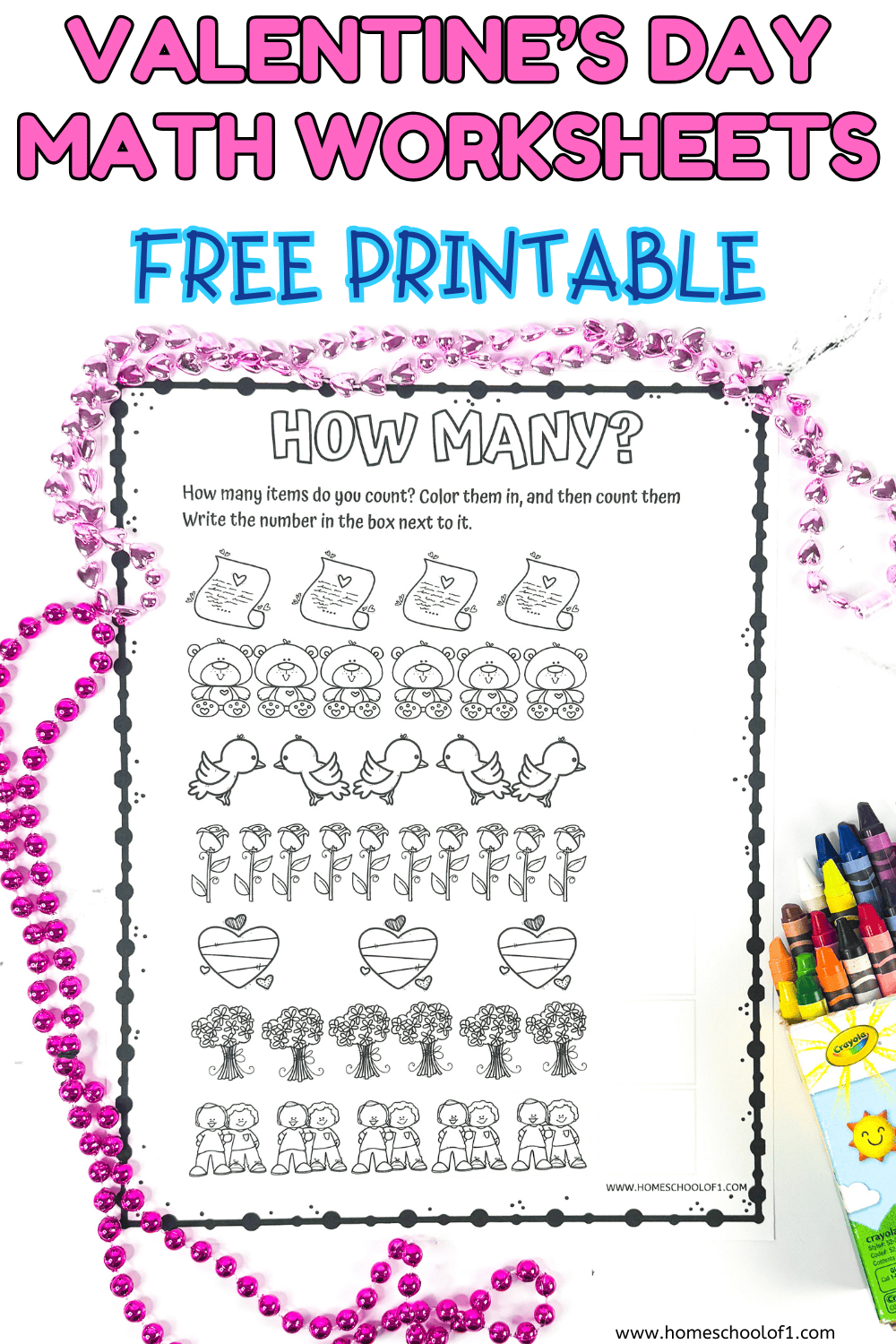 Valentine's Day Math Worksheets for Preschool & Kindergarten
