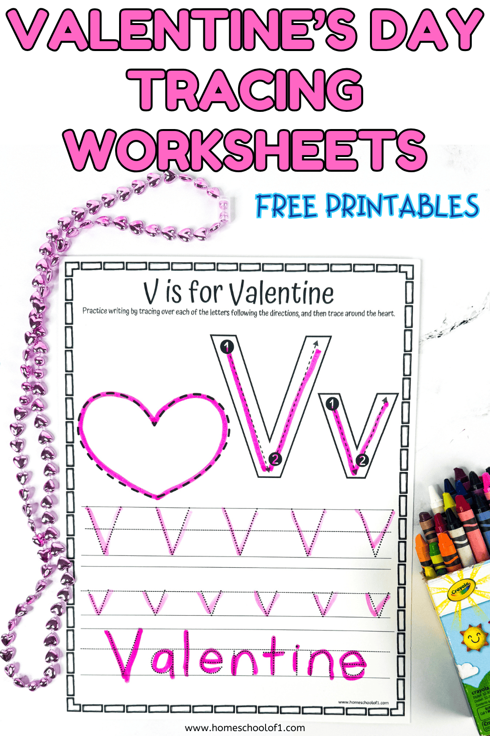 Valentine's Day Tracing Worksheets for Preschoolers