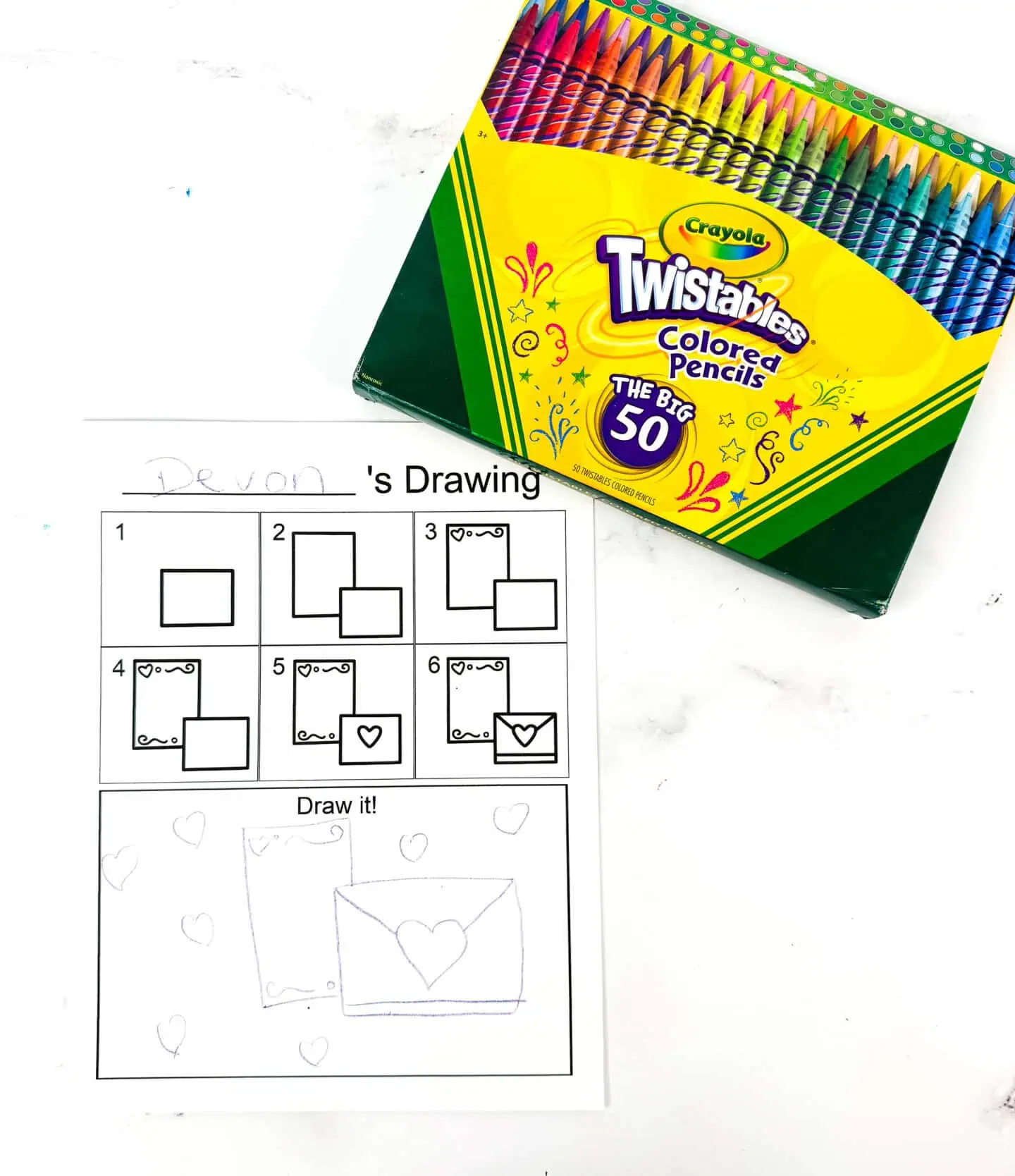 Free Valentine's Day Directed Drawing Worksheet for Kids
