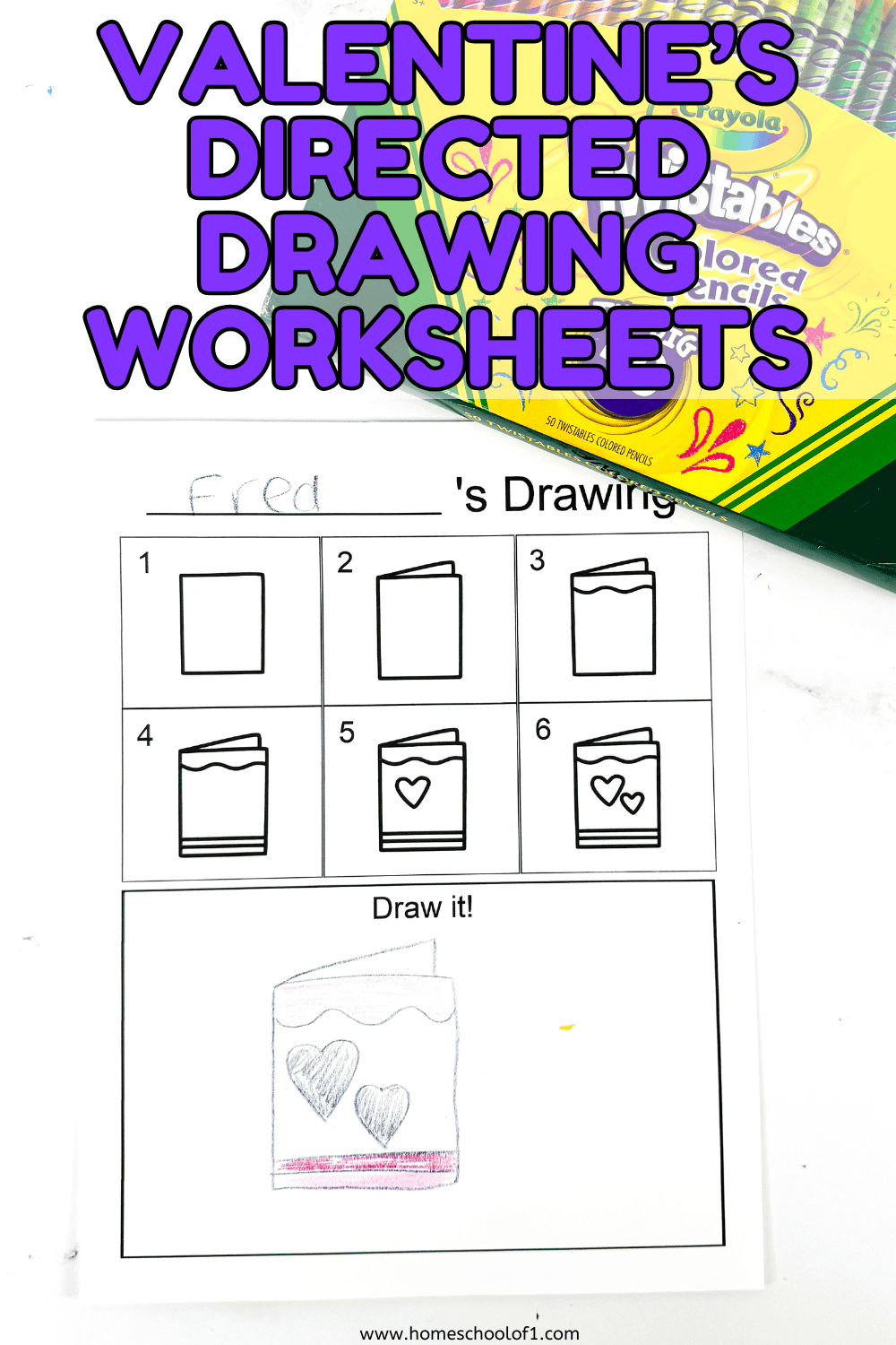 Free Valentine's Day Directed Drawing Worksheet for Kids