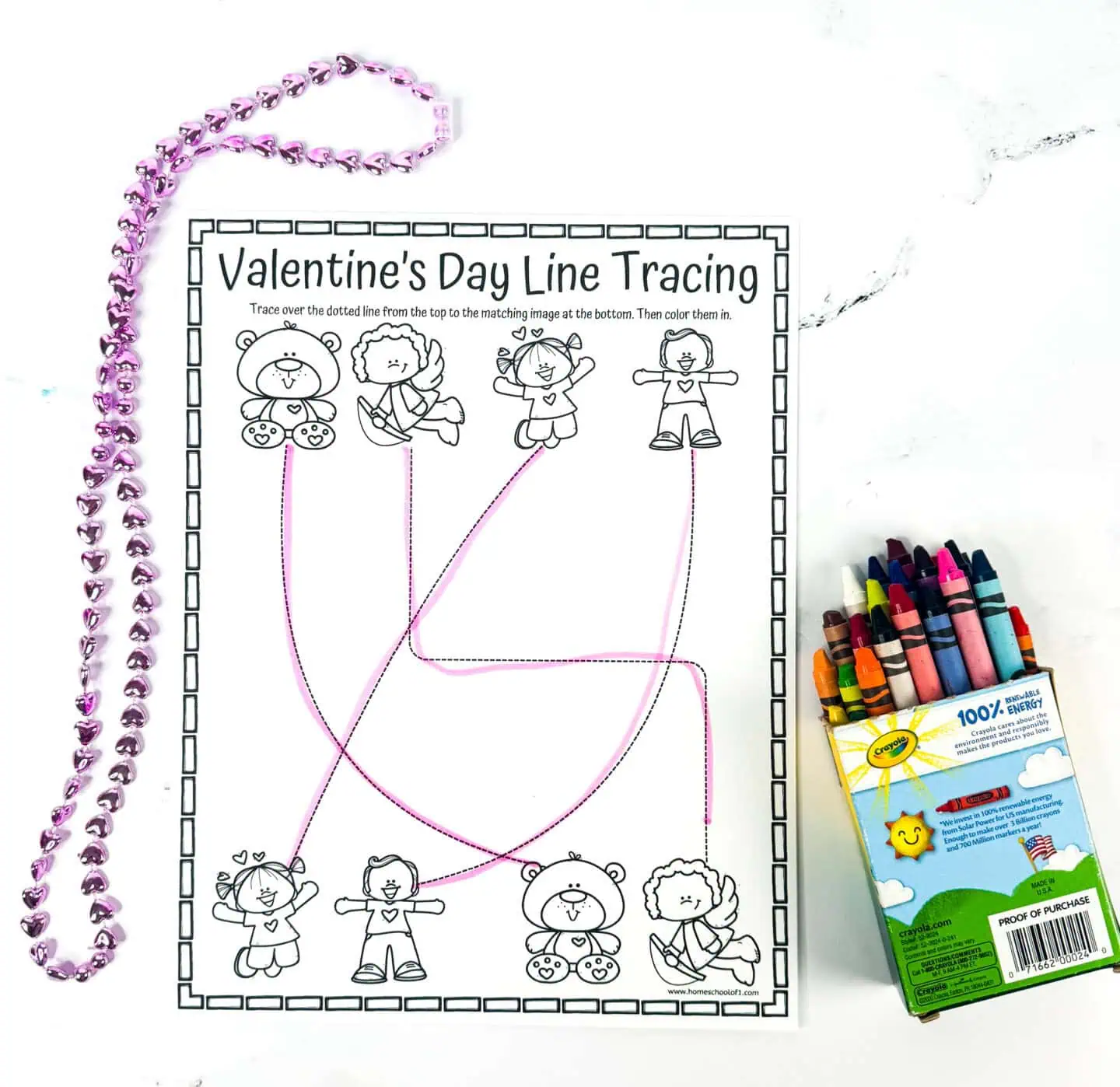 Valentine's Day Tracing Worksheets for Preschoolers