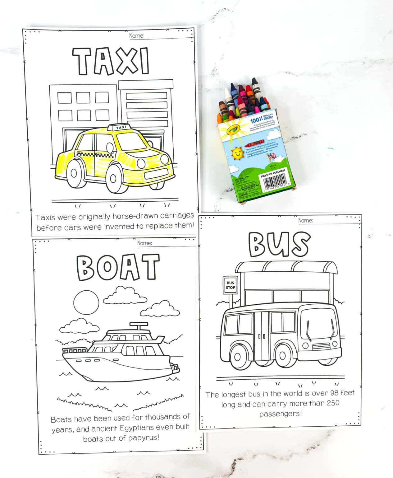 Free Transportation Coloring Pages - Cars, Trains & Airplanes