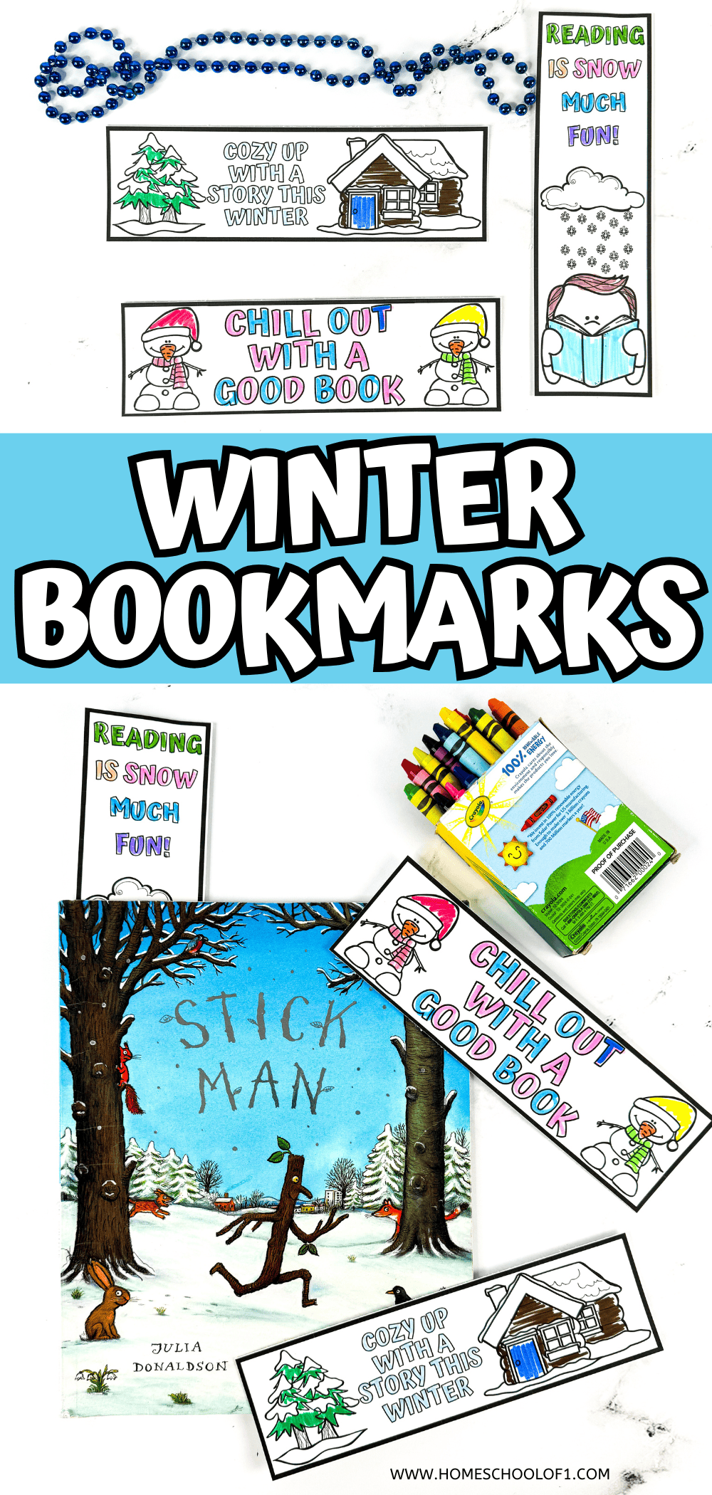 Free Winter Bookmarks Printable to Color