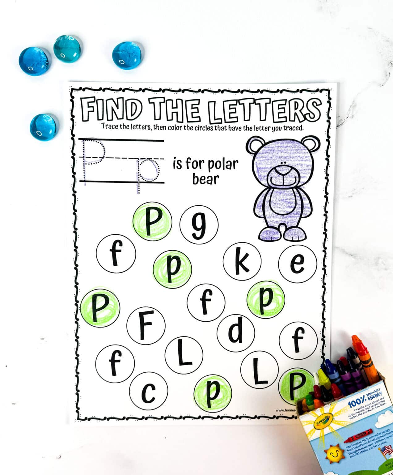 P is for Polar Bear Worksheet (Free Printable)