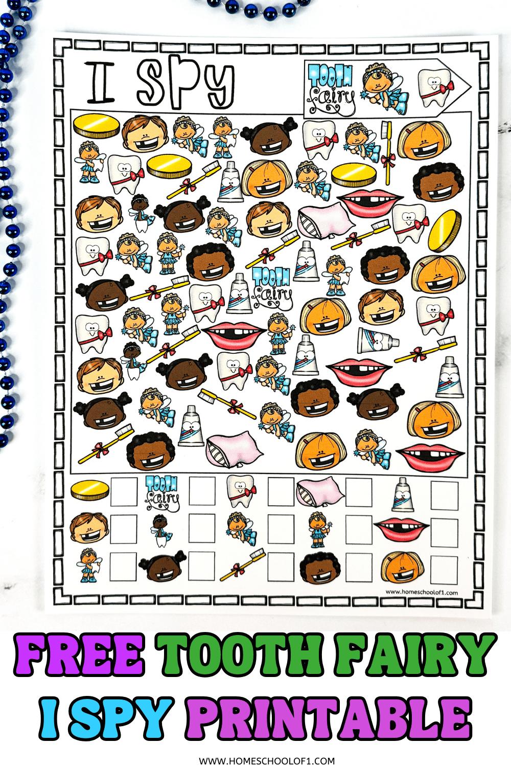 Free Tooth Fairy I Spy Printable