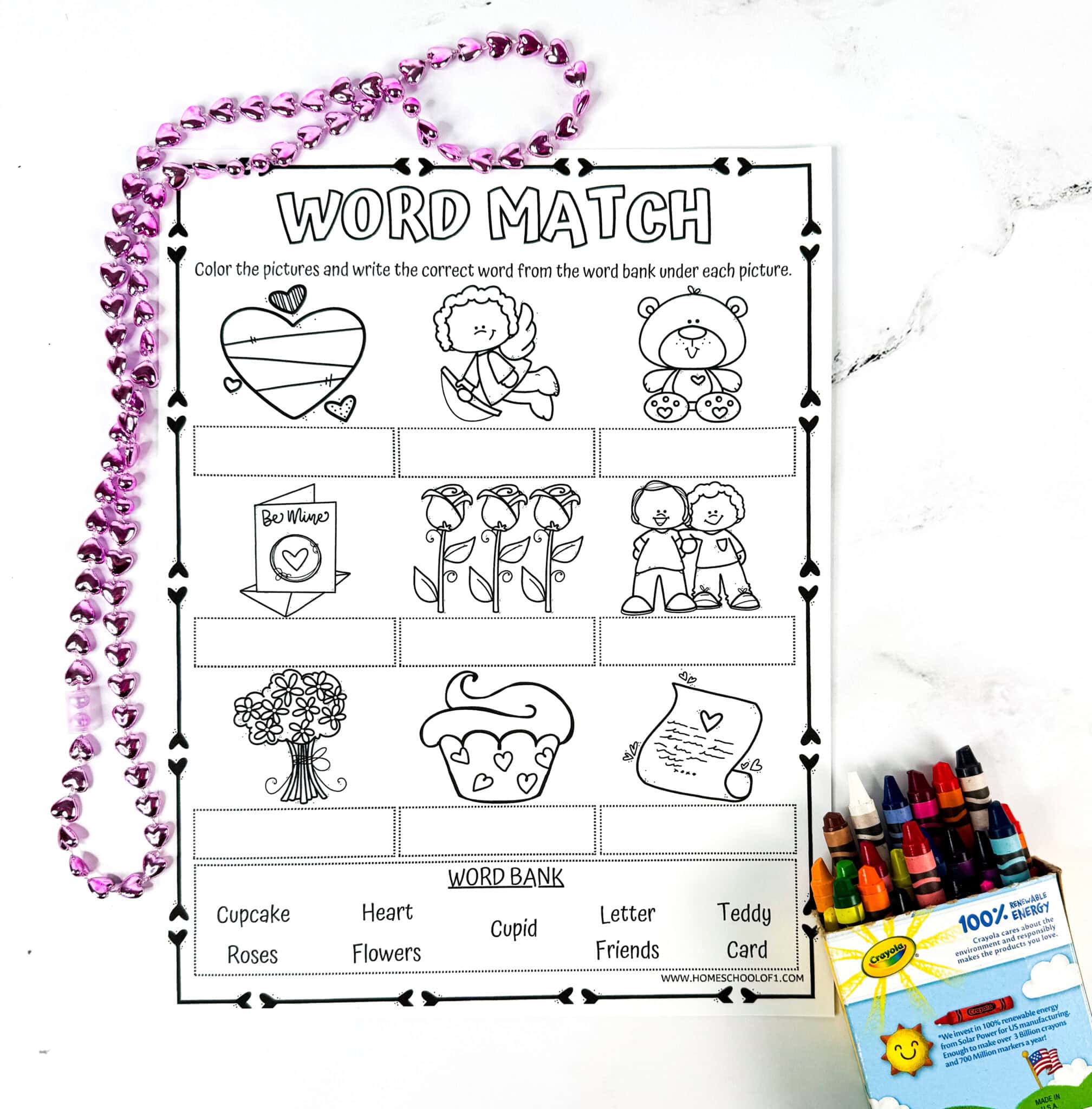 Free Valentine's Day Vocabulary Worksheet