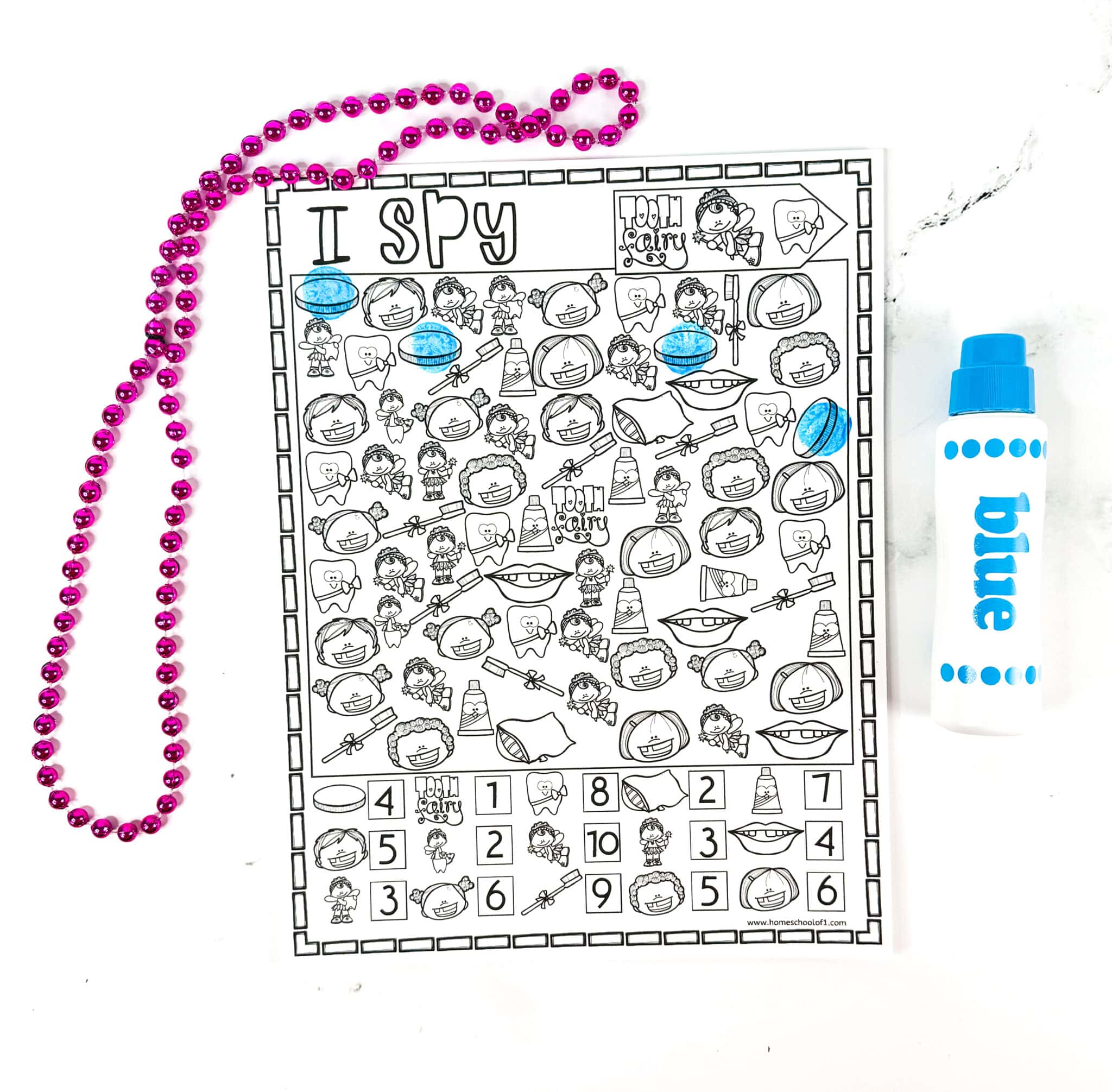 Free Tooth Fairy I Spy Printable