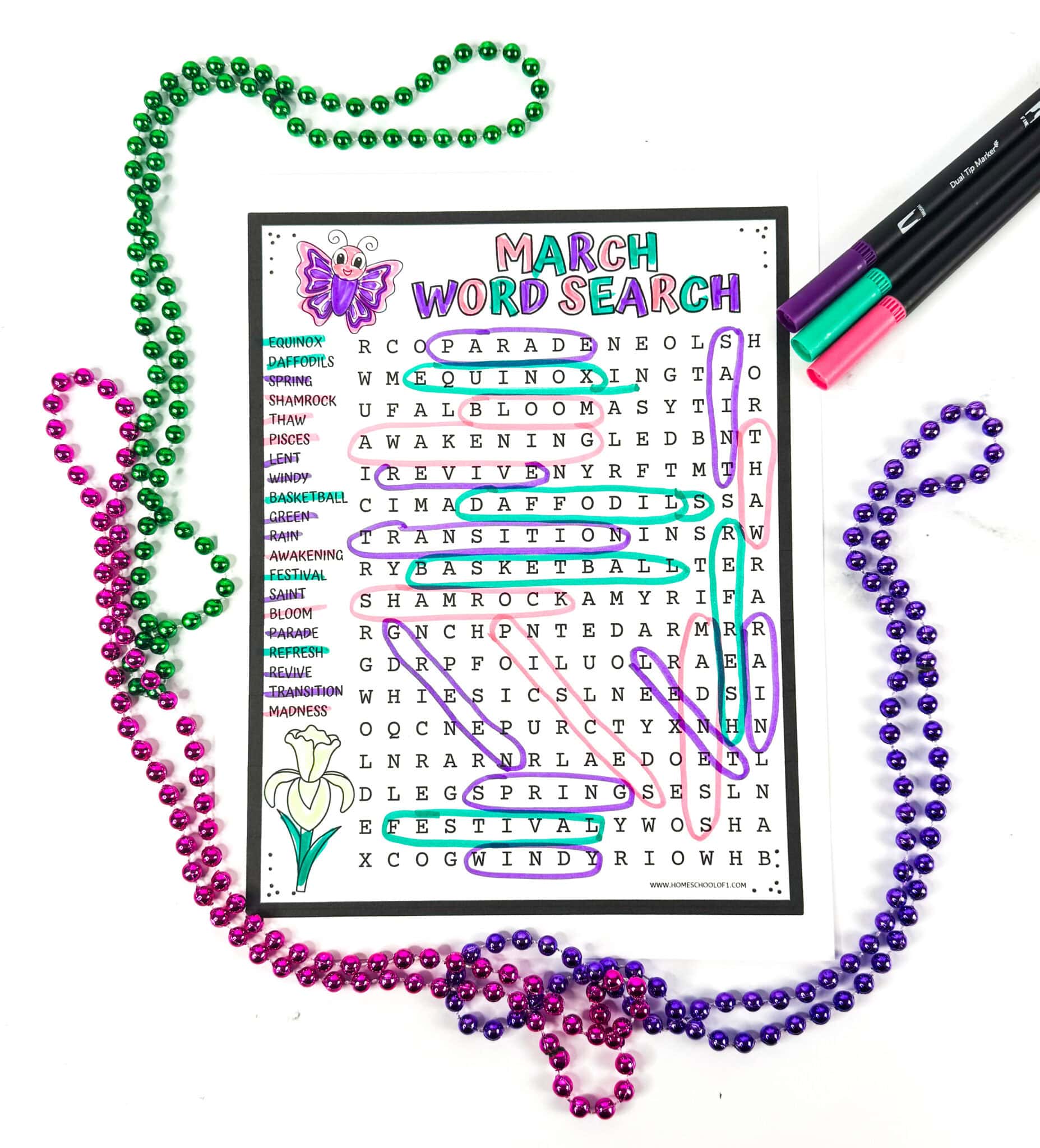 Free March Word Search Printable for Kids