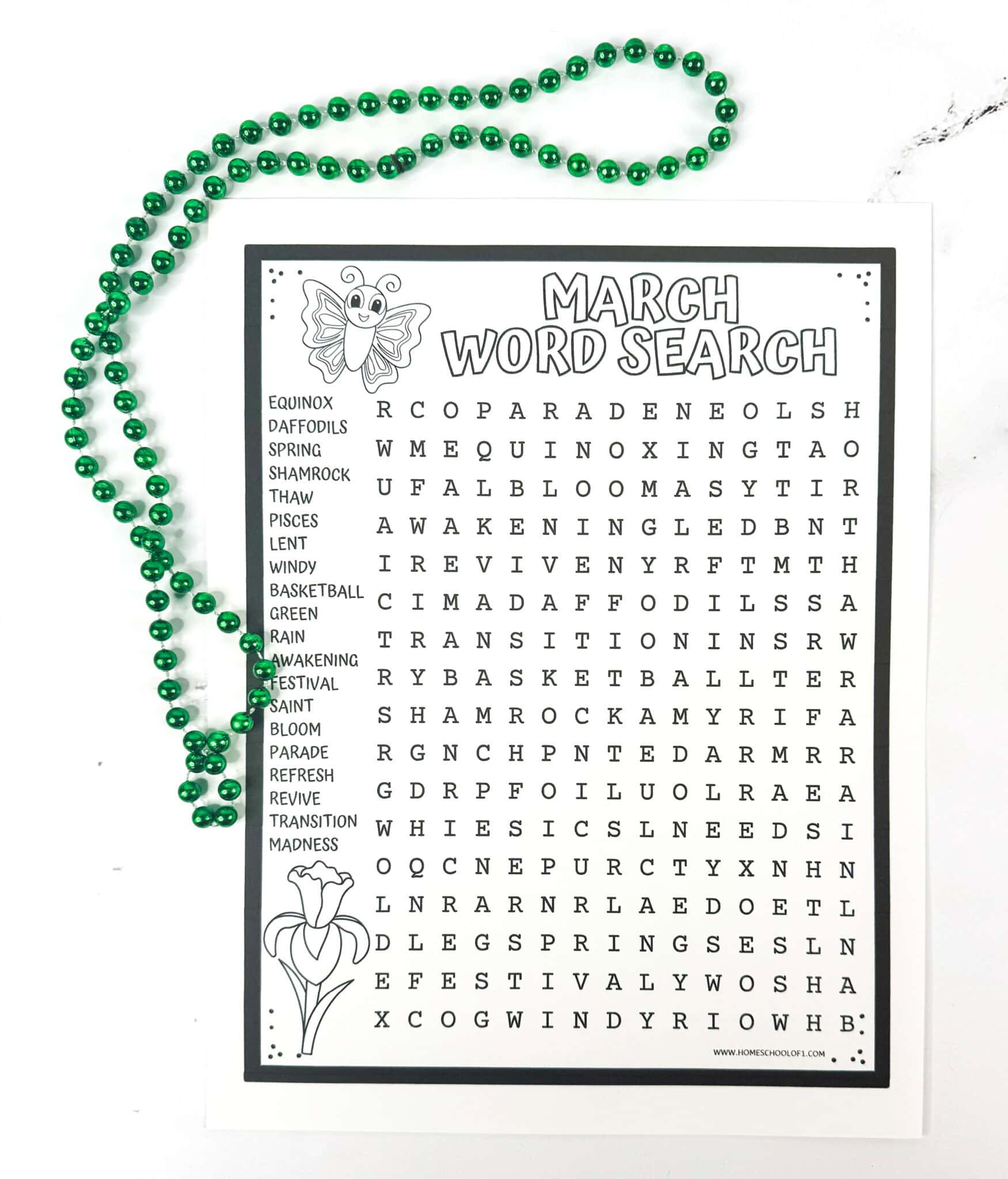 Free March Word Search Printable for Kids
