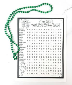 March Word Search Printable (20 Seasonal Words + Answer Key)