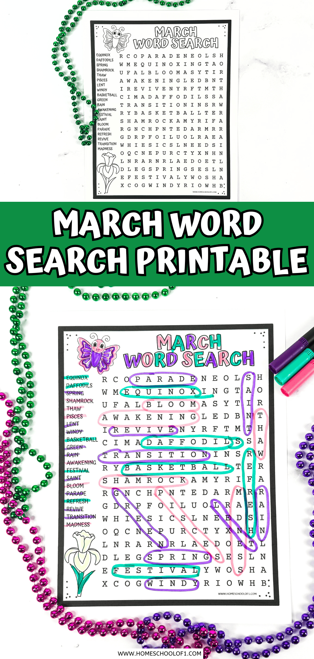 Free March Word Search Printable for Kids