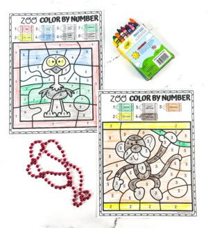 Free Zoo Color By Number Worksheets