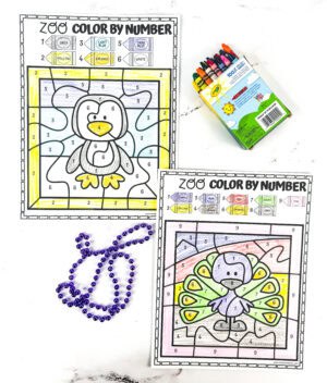 Free Zoo Color By Number Worksheets