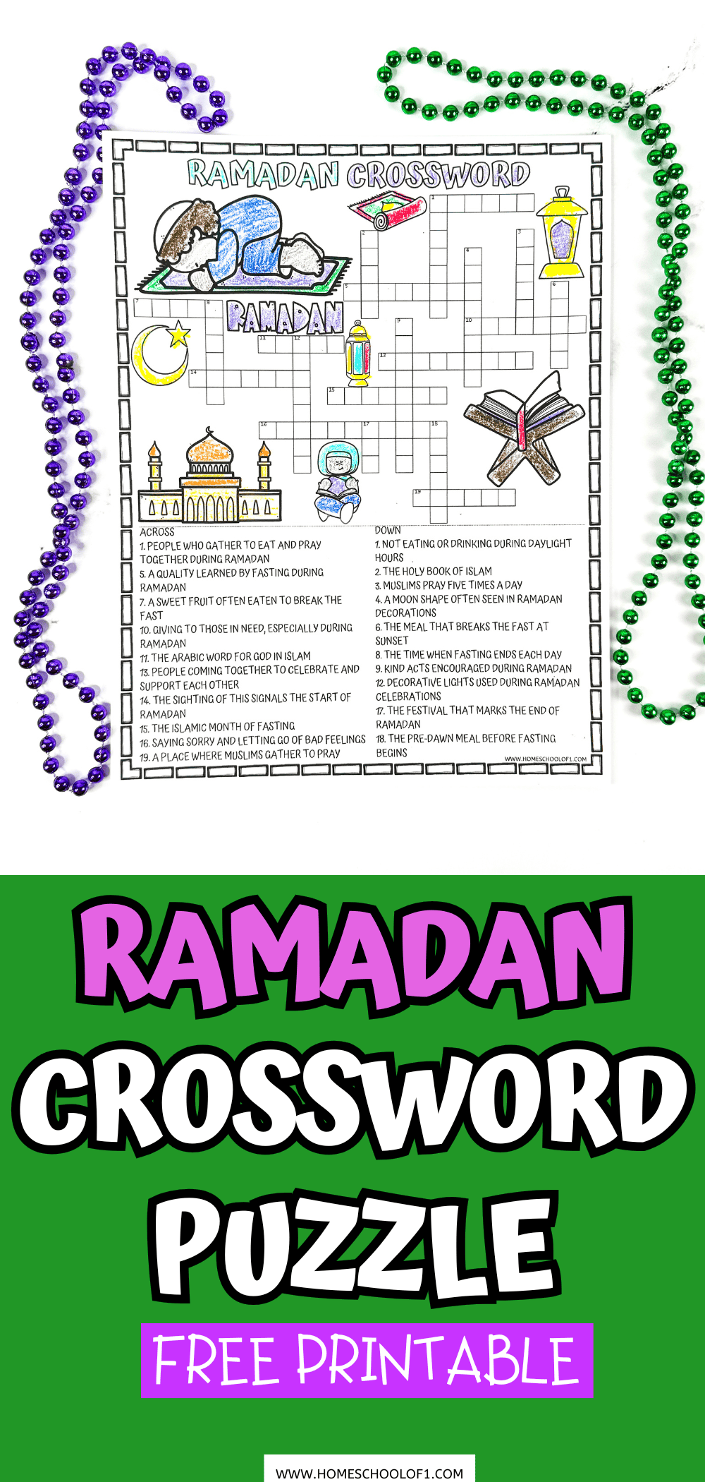 Free Ramadan Crossword Puzzle Printable