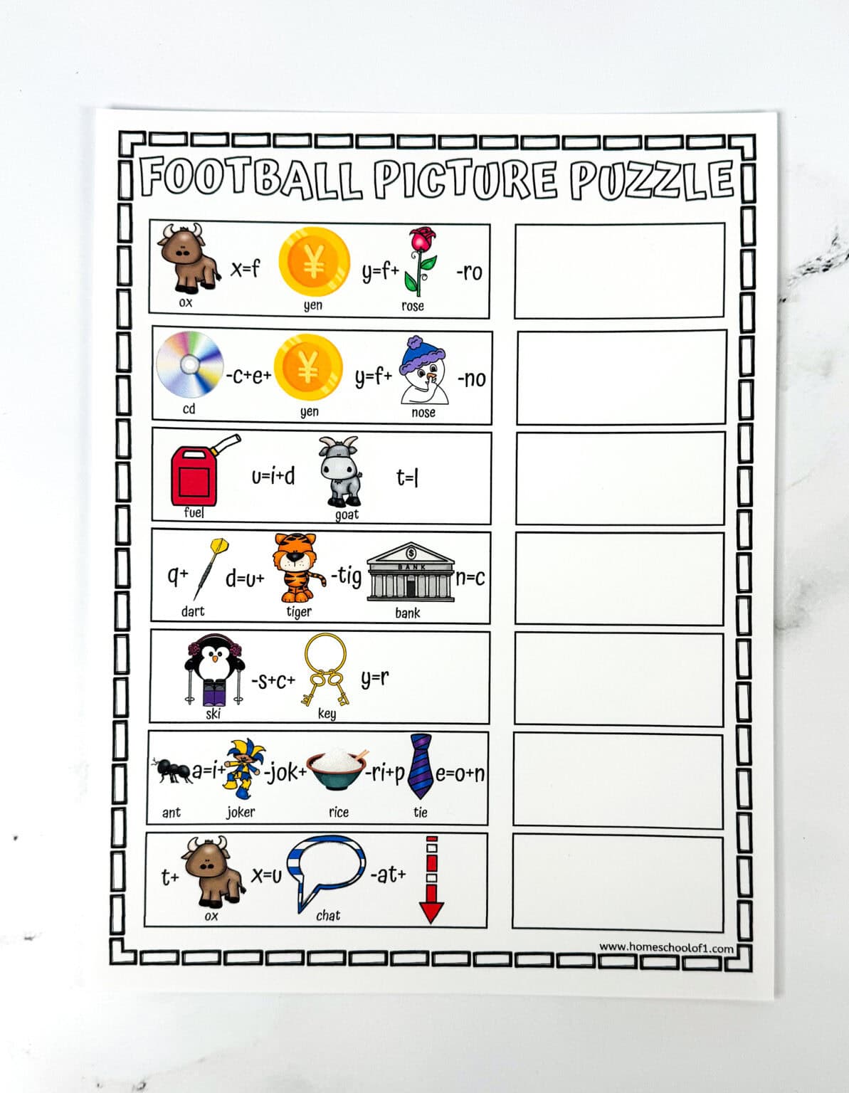 Free Football Rebus Puzzles Printable