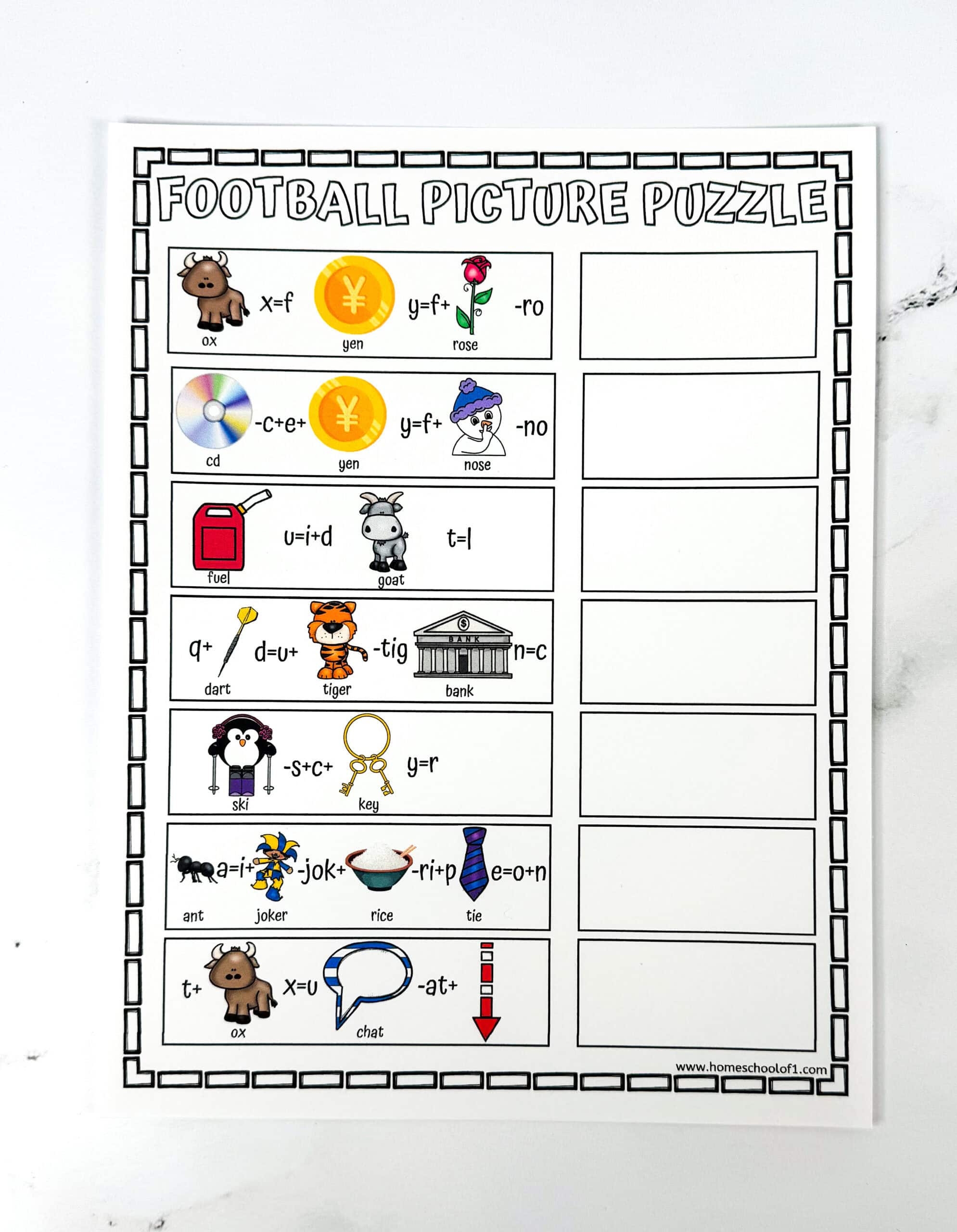 Free Football Rebus Puzzles Printable
