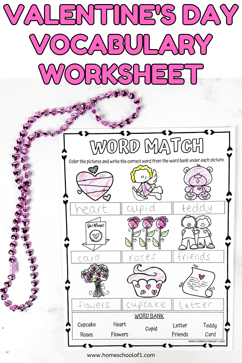 Free Valentine's Day Vocabulary Worksheet