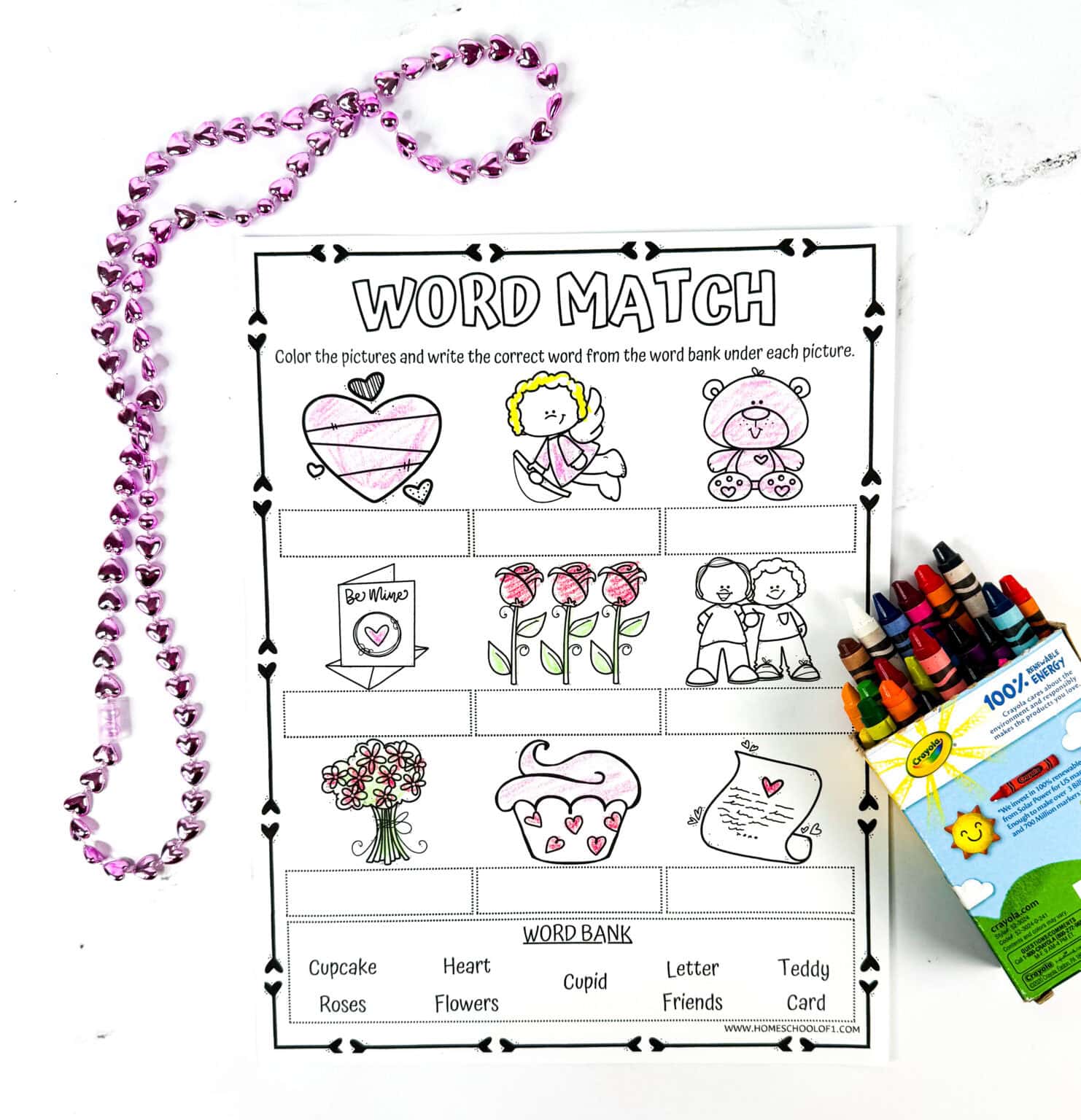 Free Valentine's Day Vocabulary Worksheet