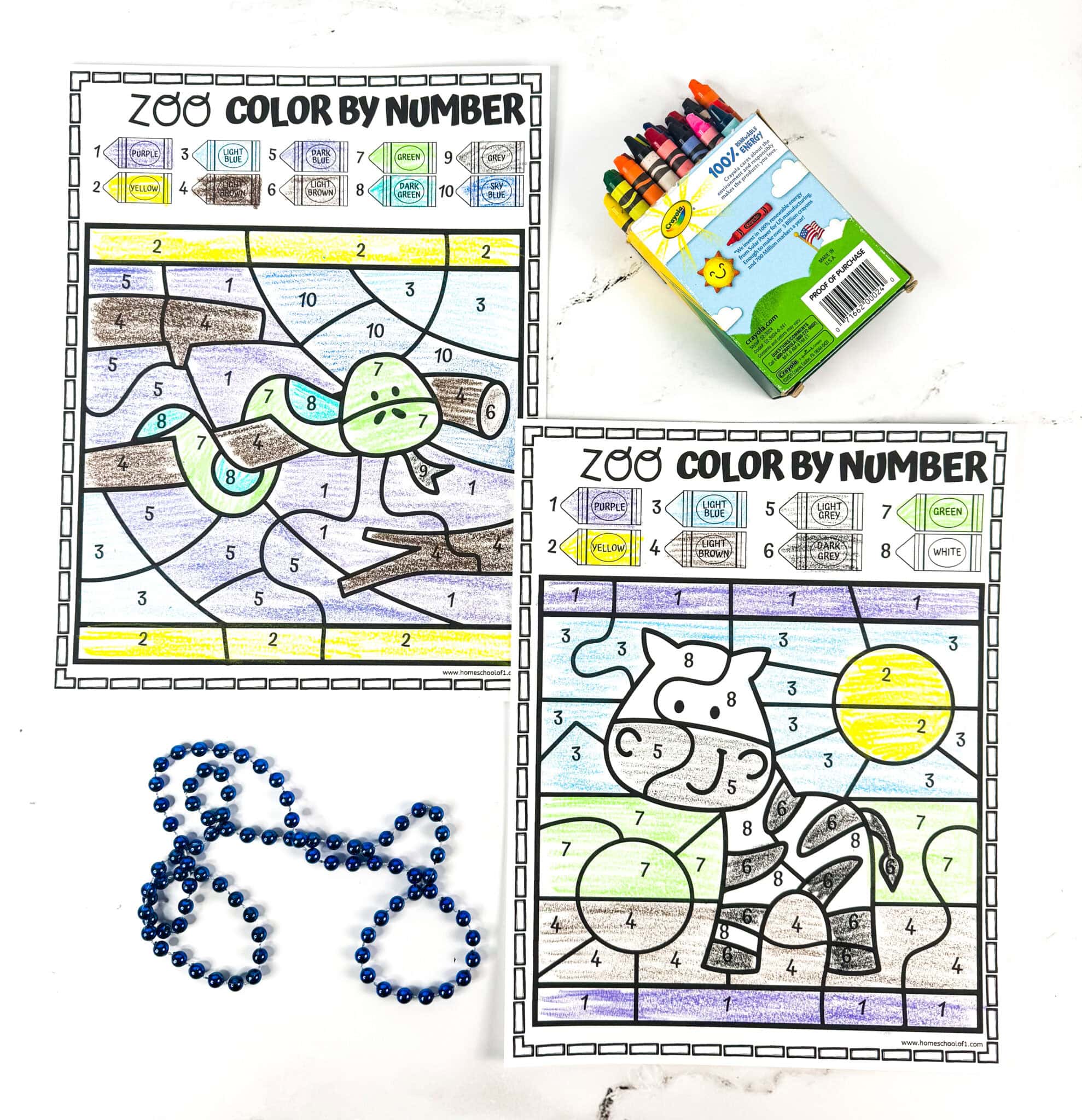 Free Zoo Color By Number Worksheets