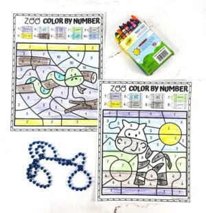Free Zoo Color By Number Worksheets
