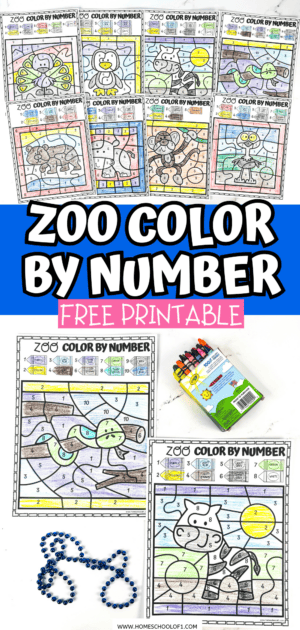 Free Zoo Color By Number Worksheets