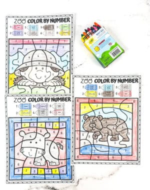 Free Zoo Color By Number Worksheets