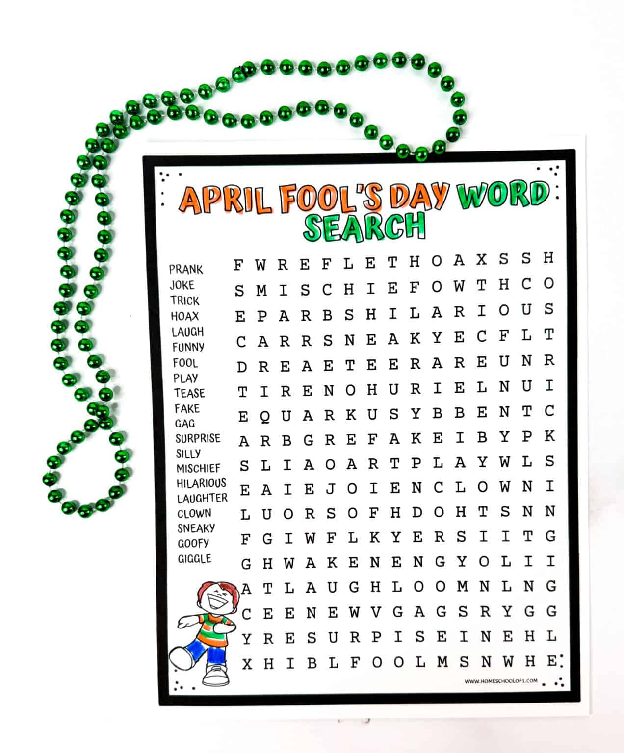 April Fools Day Word Search Printable for Kids