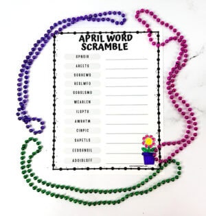 Free April Word Scramble Printable for Kids