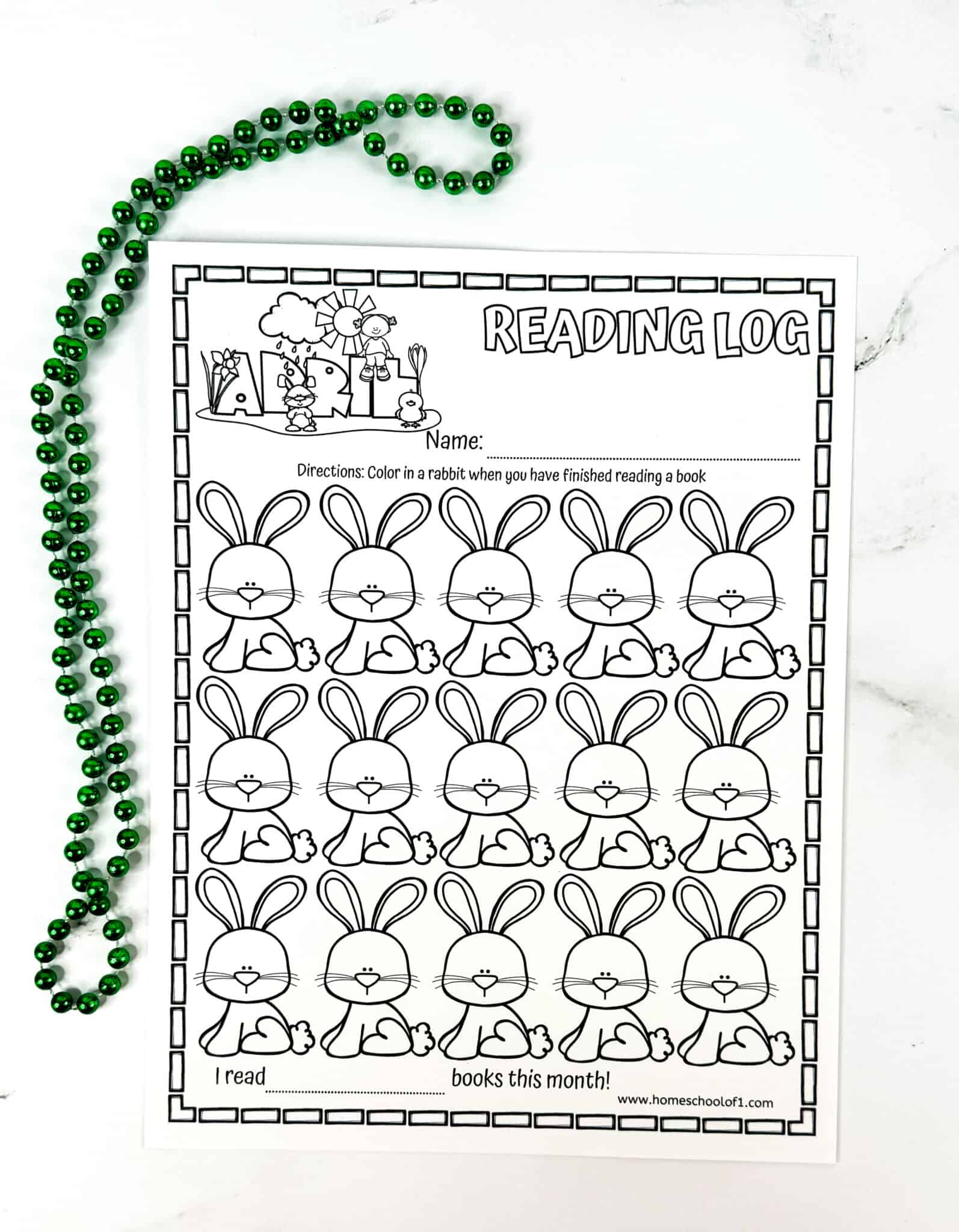 Free April Reading Log Printable (Bunny-Themed)