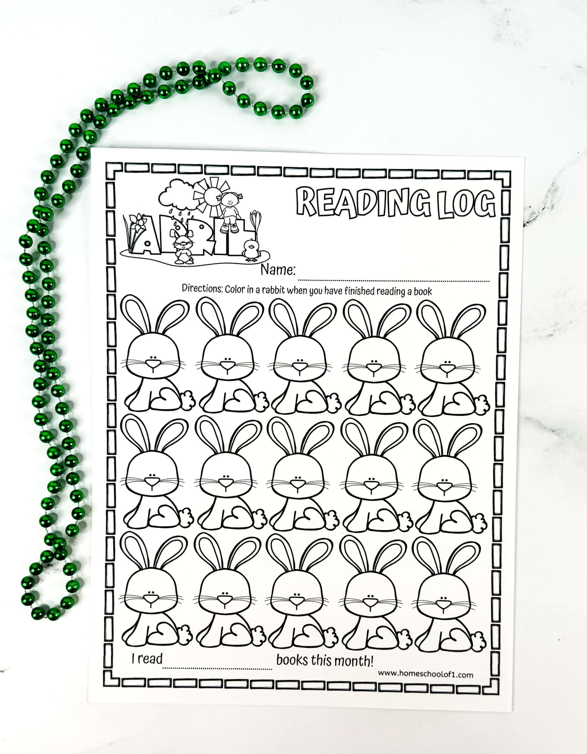 Free April Reading Log Printable (Bunny-Themed)