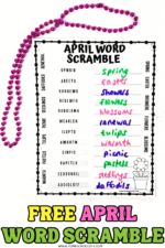 Free April Word Scramble Printable for Kids
