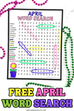 Free April Word Search Printable for Kids