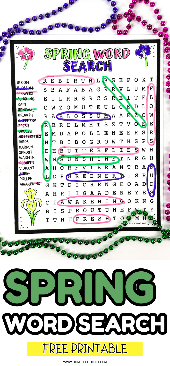 Spring Word Search Printable (Free PDF for Elementary Kids)