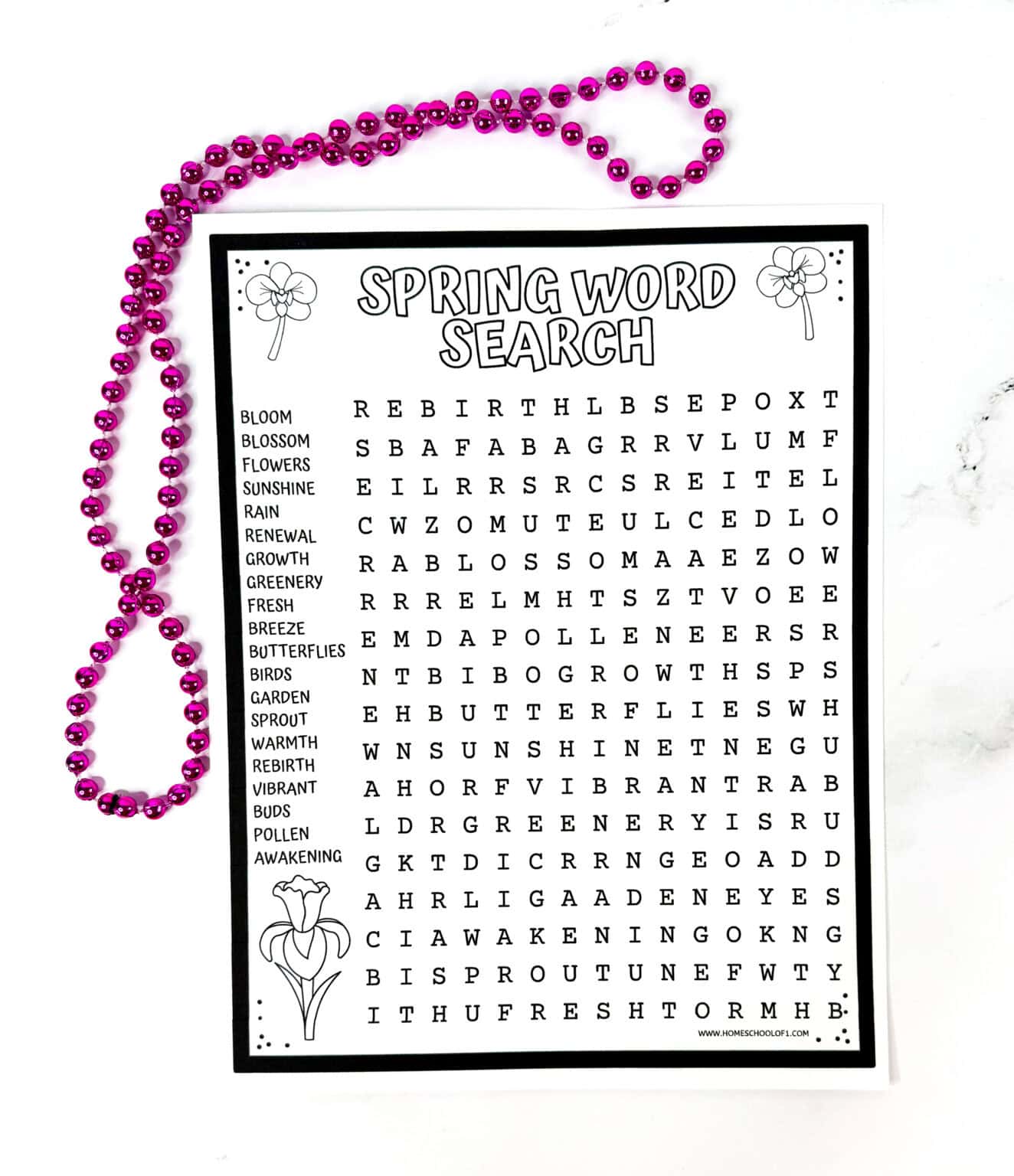 Spring Word Search Printable (Free PDF for Elementary Kids)