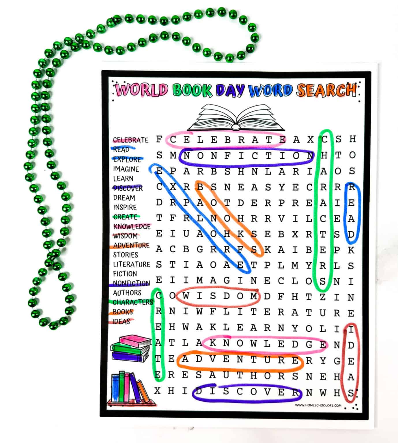 Free World Book Day Word Search Printable for Kids