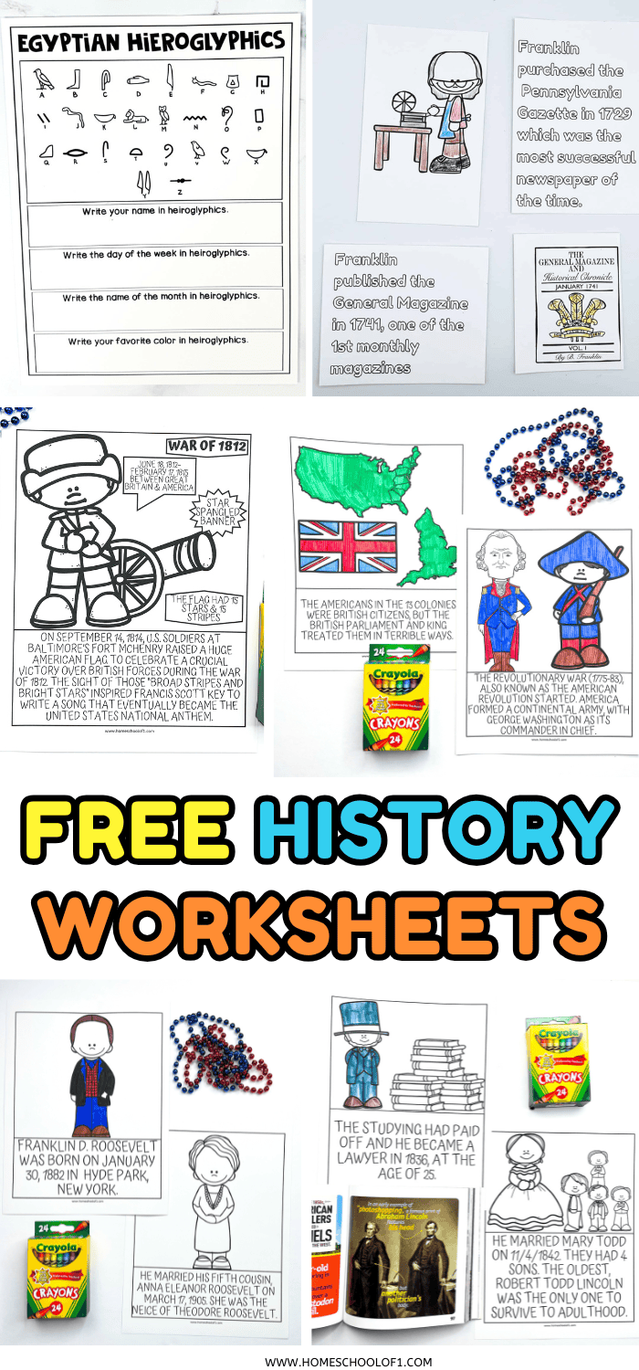 63 Free History Worksheets for Kids
