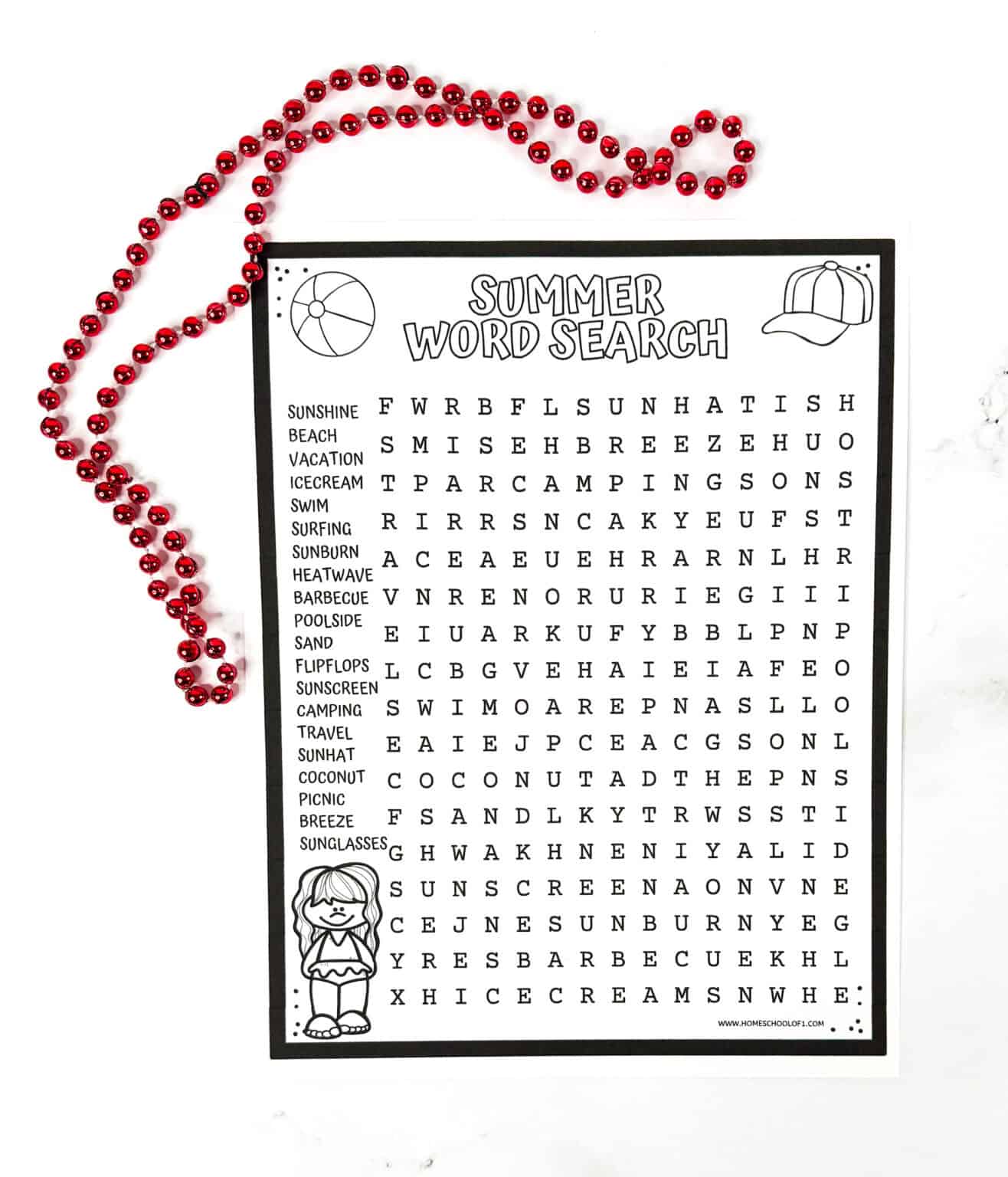 Free Summer Word Search Printable for Kids
