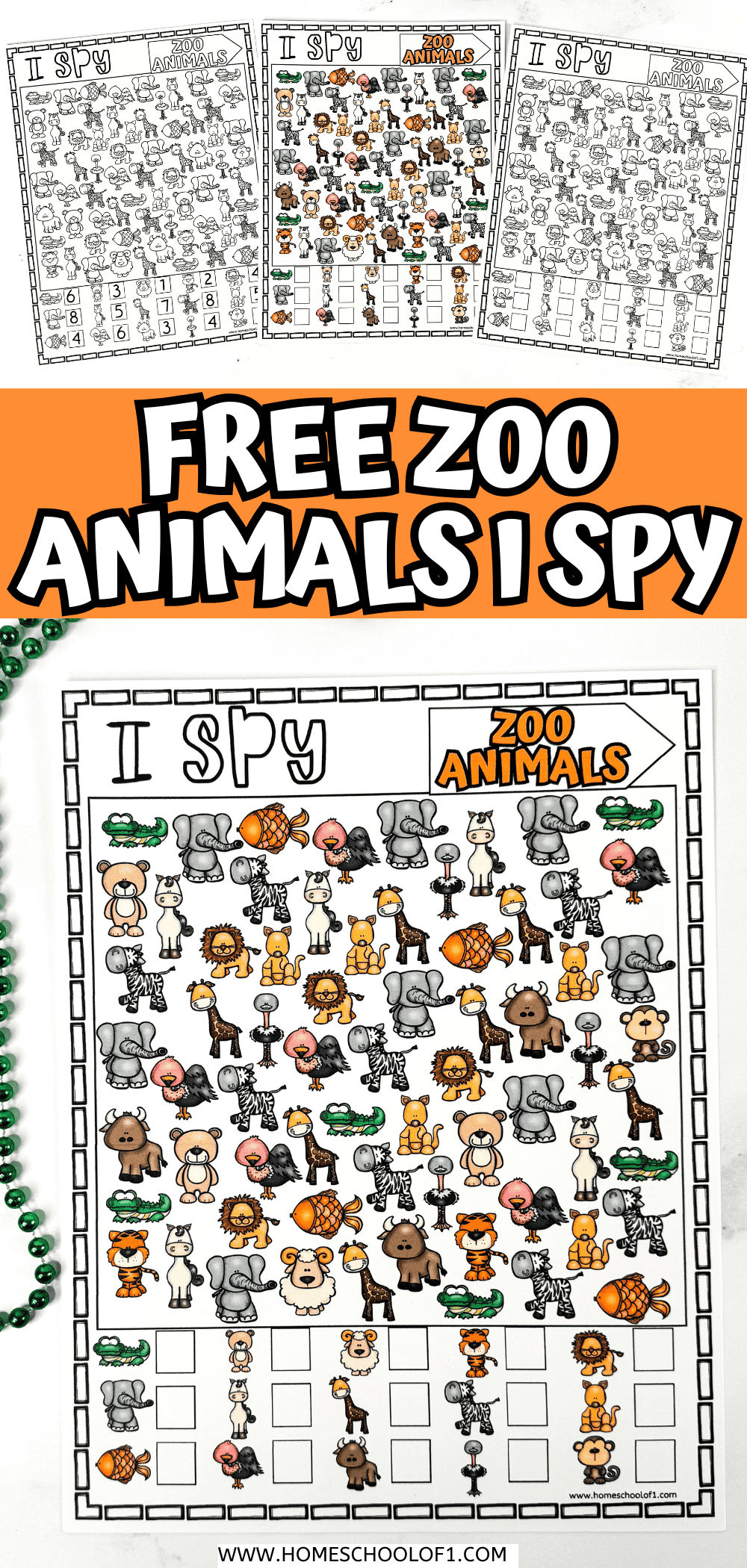 Free I Spy Zoo Animals Printable for Kids