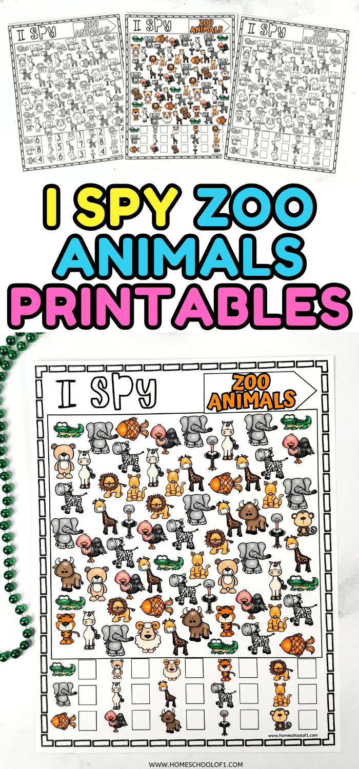 Free I Spy Zoo Animals Printable for Kids