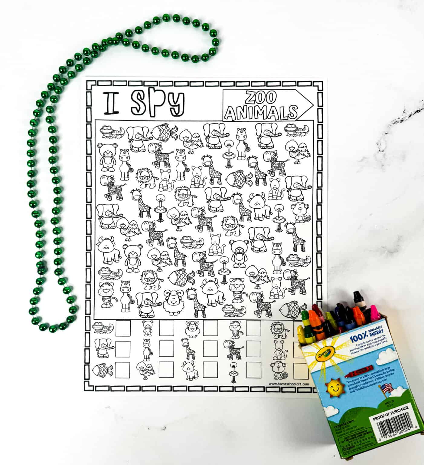 Free I Spy Zoo Animals Printable for Kids