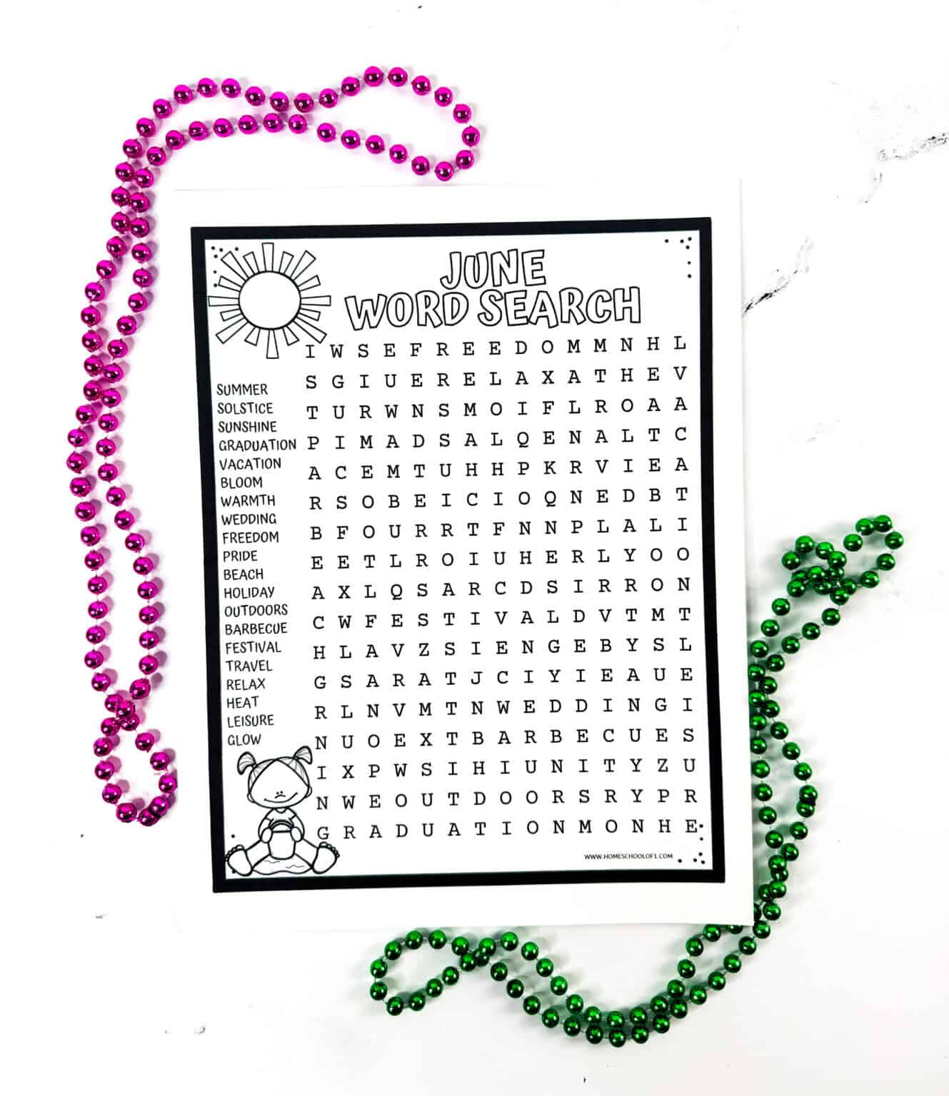 Free June Word Search Printable