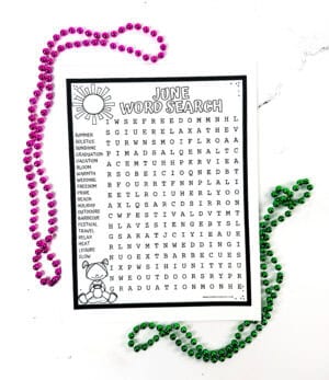 Free June Word Search Printable