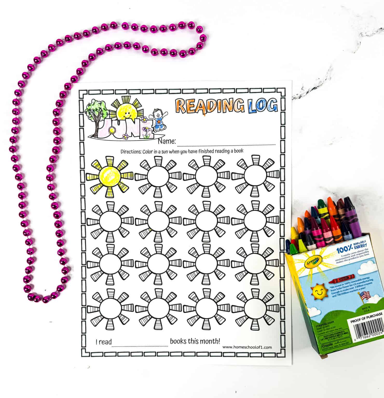 Free June Reading Log Printable