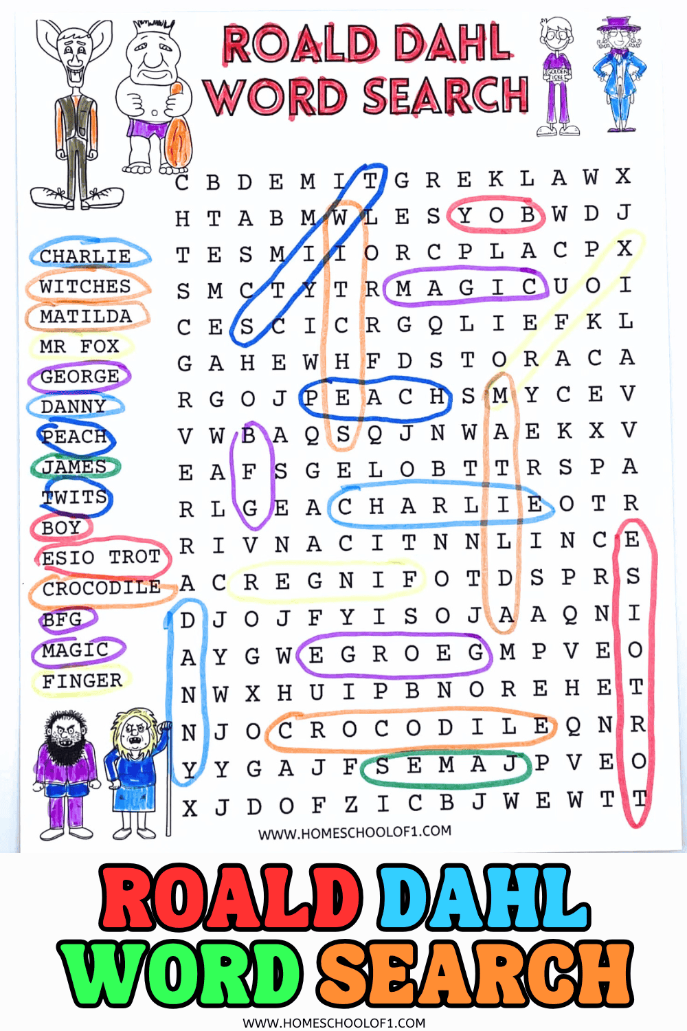 Free Roald Dahl Word Search Printable With Answers