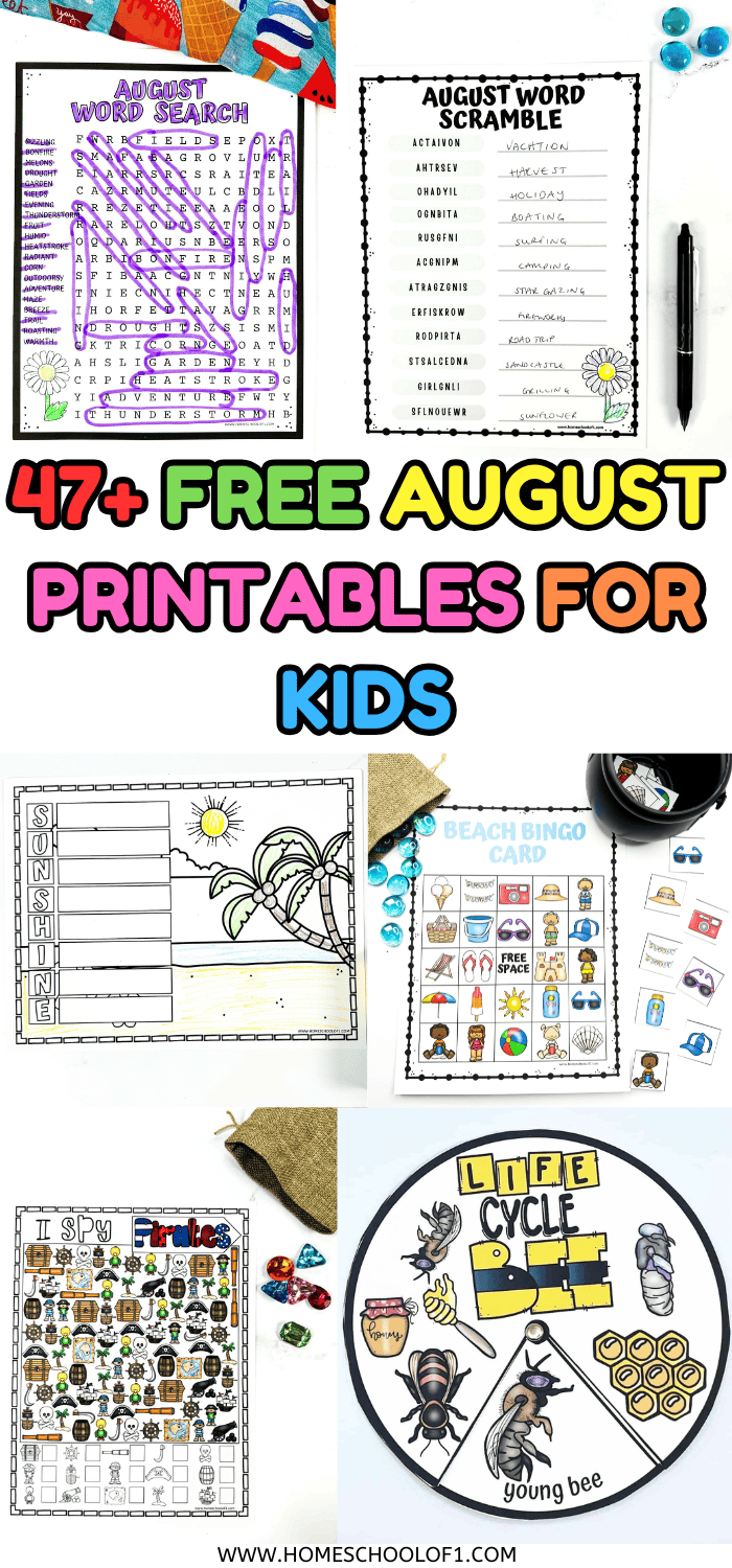 47 Free August Printables for Kids