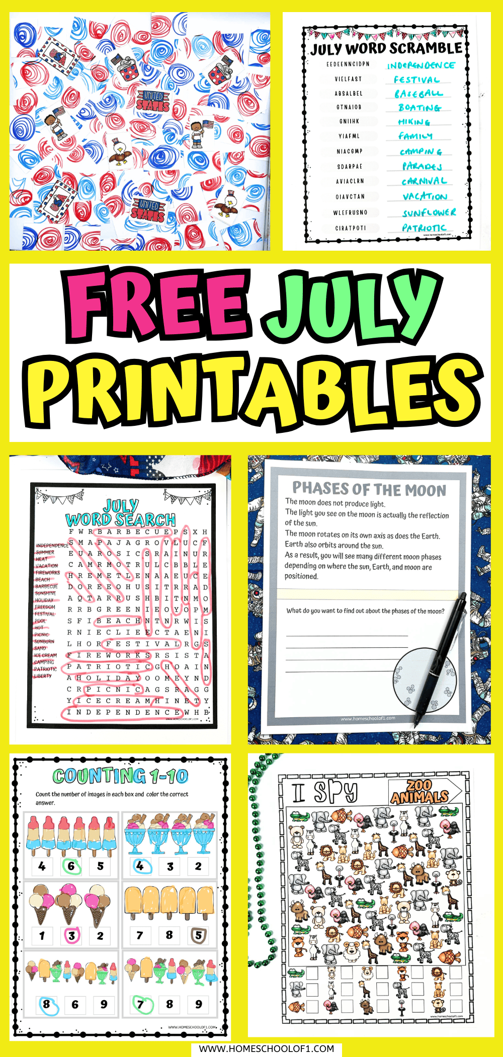 45+ Free July Printables for Kids