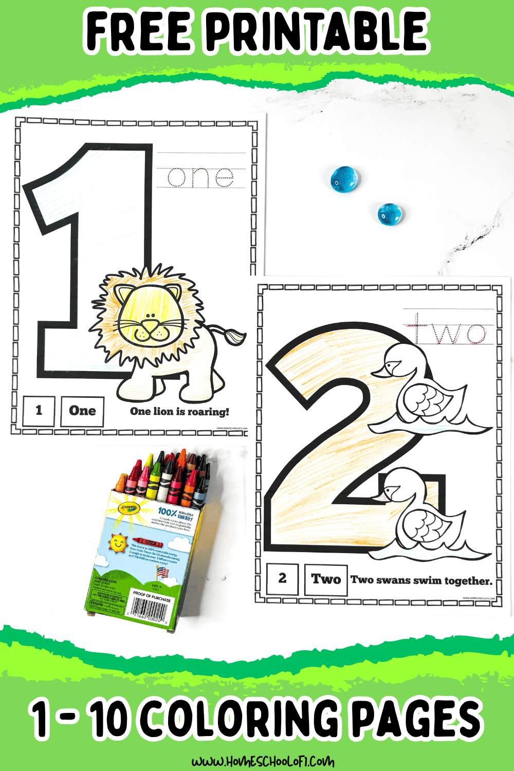 Free Number Coloring Pages 1–10 (Printable + Color by Number)