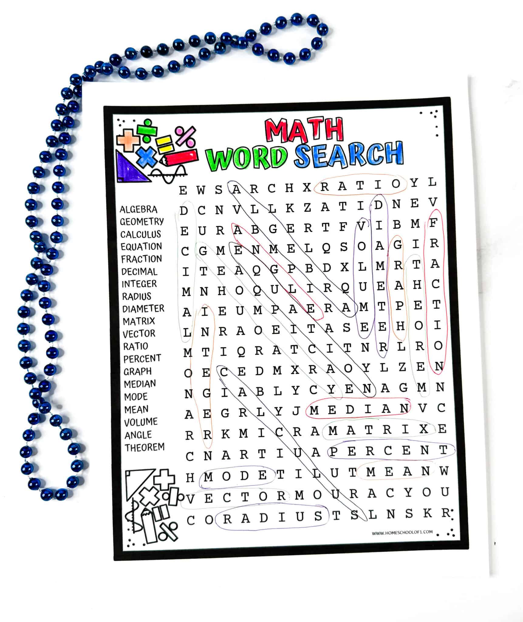 Free Math Word Search Printable
