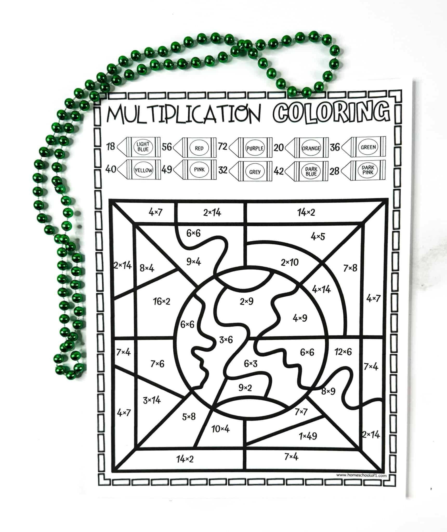 Free Multiplication Color by Number Worksheets (2 Digits)