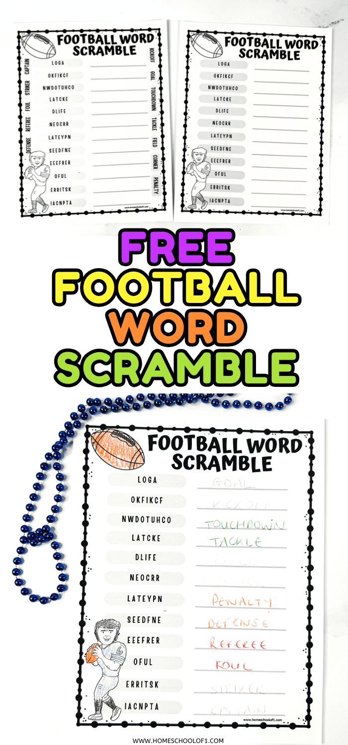 Free Football Word Scramble Printable